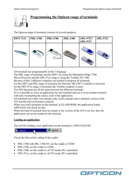 Programming the Opticon range of terminals