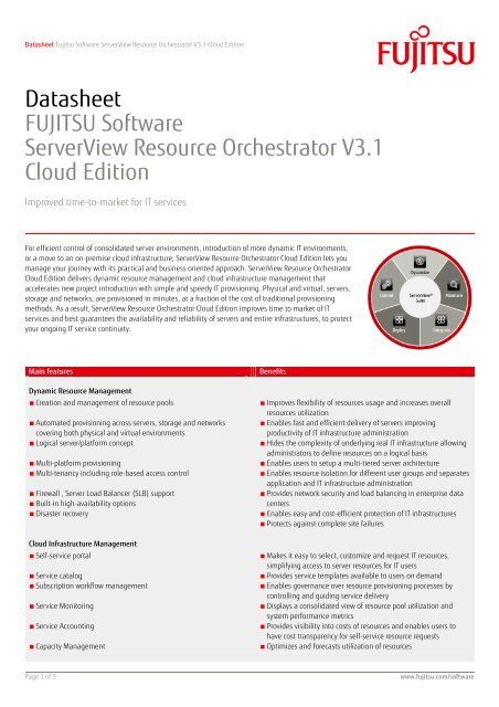 Datasheet FUJITSU Software ServerView Resource Orchestrator V3 ...