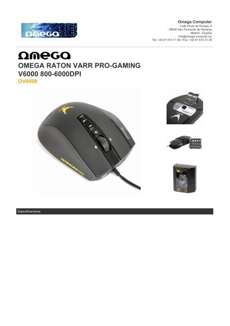 omega raton varr pro-gaming v6000 800-6000dpi - Omega Computer