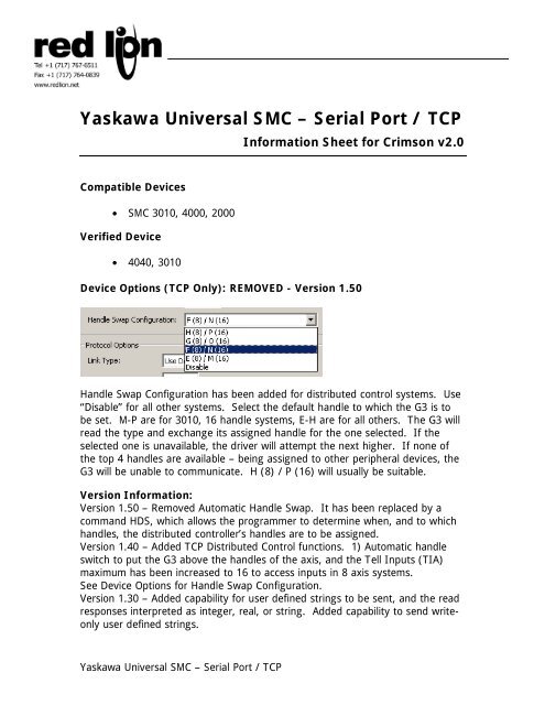 Yaskawa Universal SMC driver - Red Lion Controls