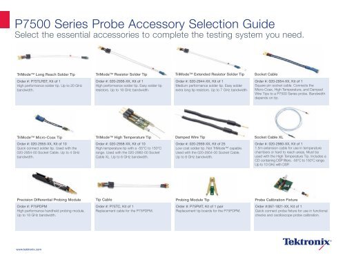 P7500 Series Probe Accessory Selection Guide - TestPath, Inc.