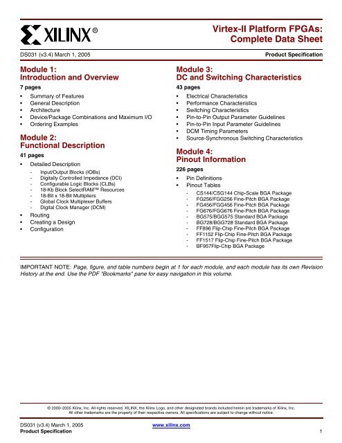 DS031 - Virtex-II Platform FPGAs: Complete Data Sheet