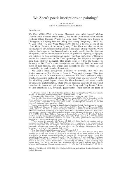 Wu Zhen's poetic inscriptions on paintings - SOAS Research Online