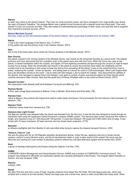 Nalroni an alien race nat