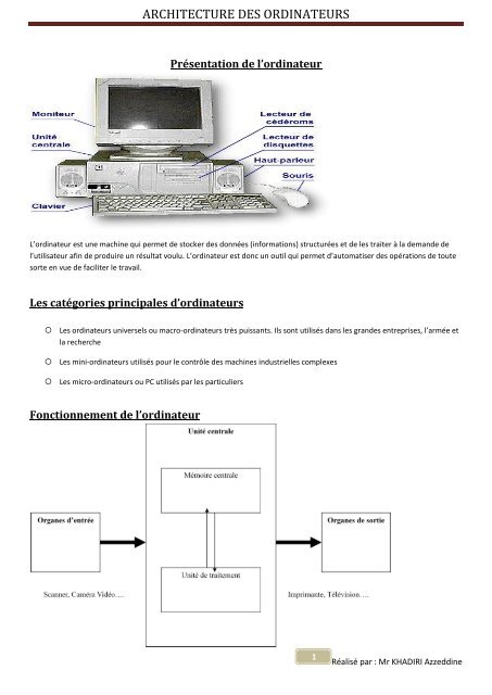ARCHITECTURE DES ORDINATEURS