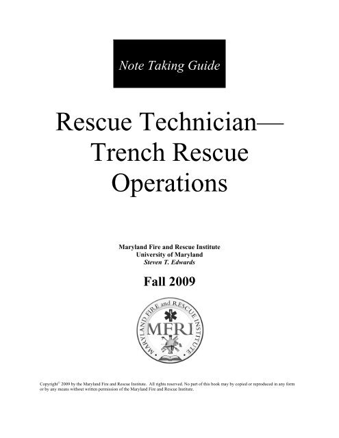 Trench Rescue Operations - Maryland Fire and Rescue Institute
