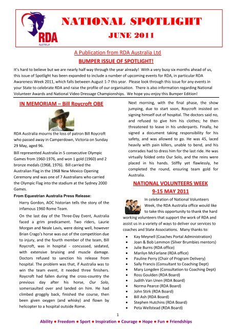 June 2011 - Riding for the Disabled Association of Australia