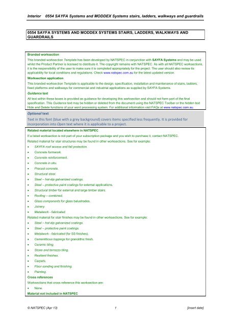 Download the branded worksection - Natspec