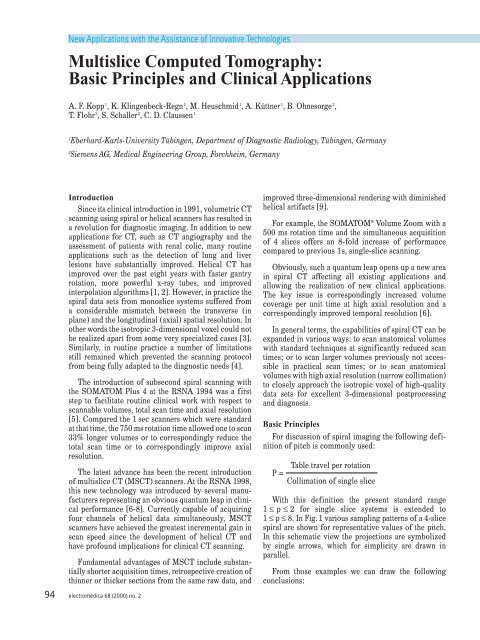 Multislice Computed Tomography: Basic Principles and Clinical ...