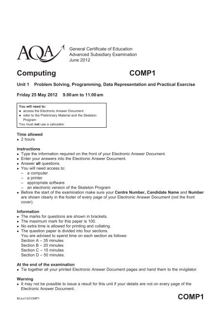 AQA-COMP1-QP-JUN12