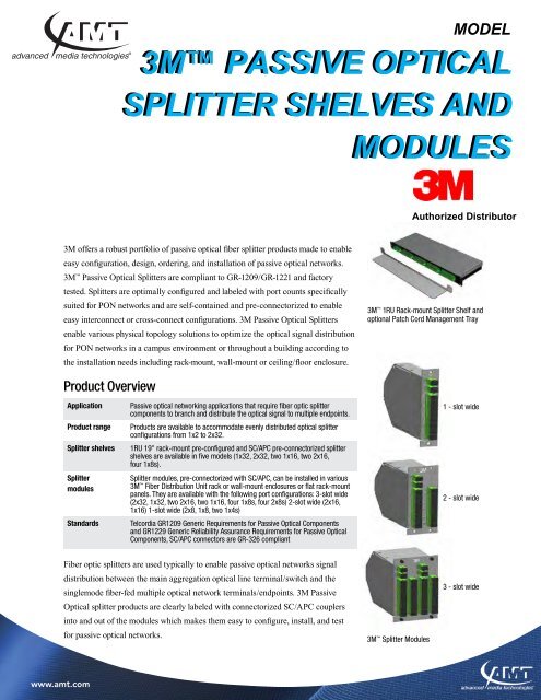 3M™ Passive Optical Splitter Shelves and Modules - Advanced ...