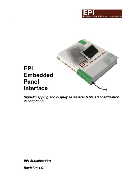 EPI Specification 1.0 - Embedded Panel Interface