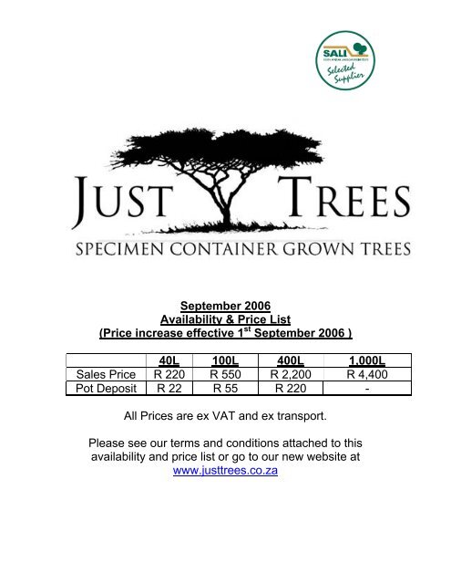 Bag Size 10L 40L 100L 200L 400L 1000L Tel : (021 ... - Just Trees