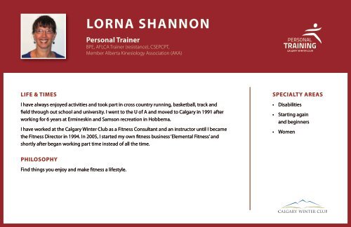 Personal Trainers Bios - Calgary Winter Club