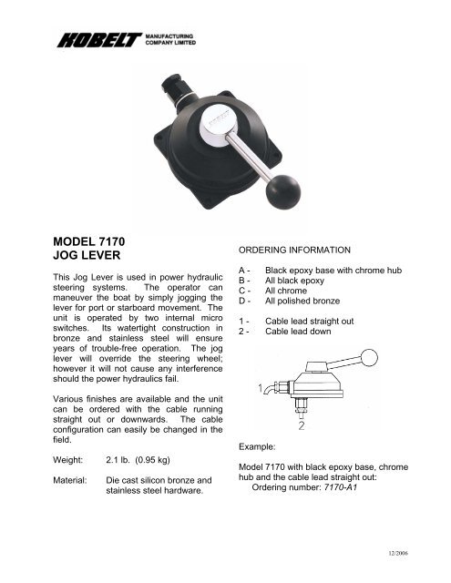 MODEL 7170 JOG LEVER - Kobelt