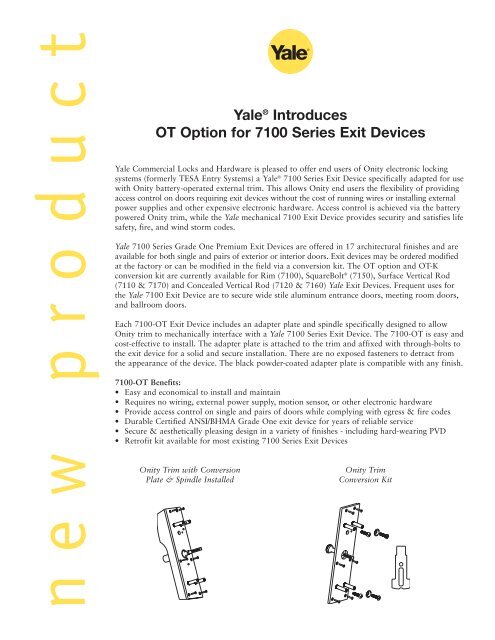 Yale 7120 Concealed Vertical Rod Exit Device 36-48 Door 630 ...