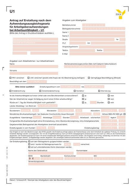 Erstattungsantrag U1 - Wieland BKK