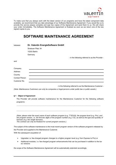 Maintenance Agreement Template