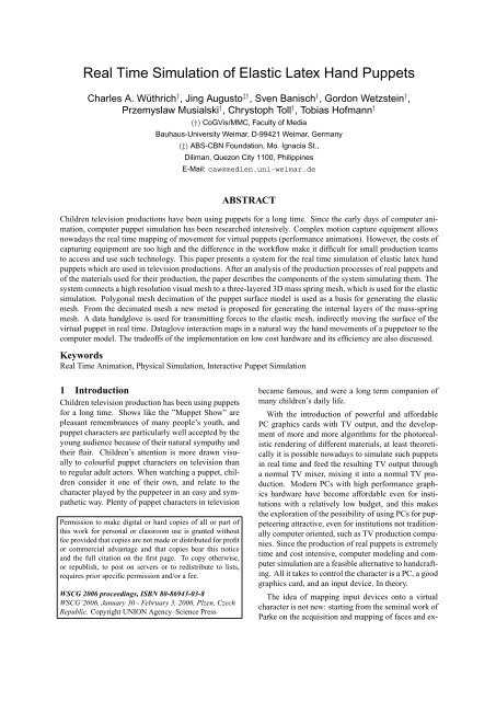 Real Time Simulation of Elastic Latex Hand Puppets - MIT Media Lab