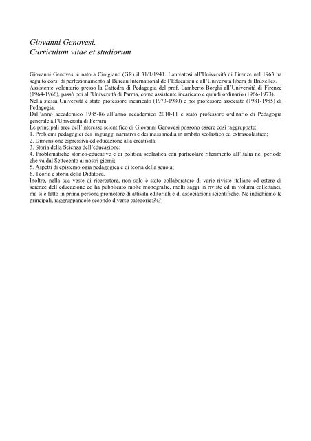 CV Prof. Giovanni GENOVESI - Universita degli studi di Ferrara