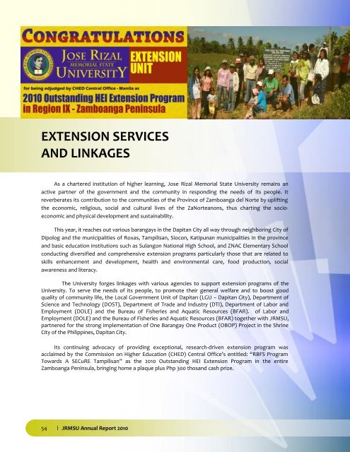 The Full Report... - Jose Rizal Memorial State University