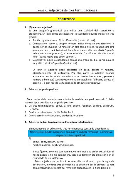 Tema 6. Adjetivos de tres terminaciones - clasicasplanes