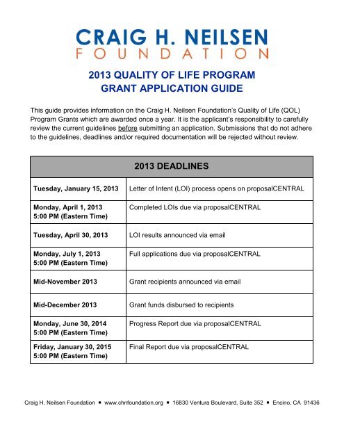to access PSR guidelines - The Craig H. Neilsen Foundation