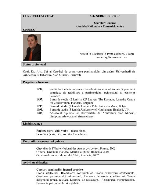 Sergiu Nistor - Comisia Nationala a Romaniei pentru Unesco