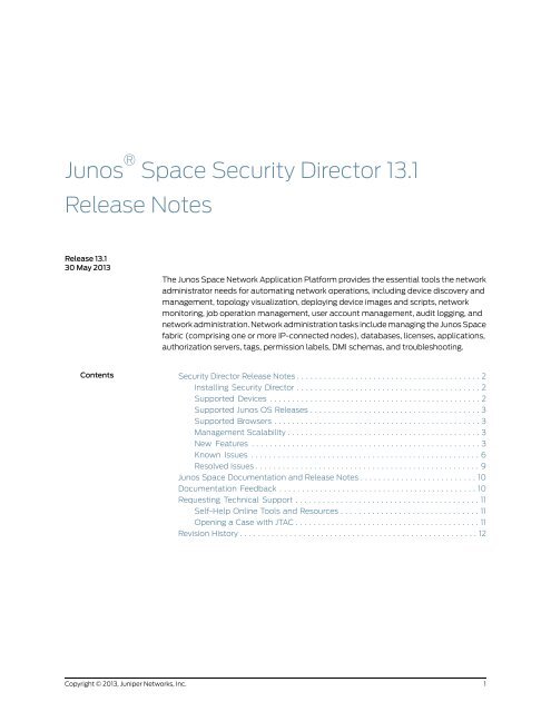 Junos Space Security Director 13.1 Release Notes