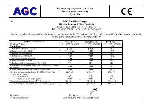 CE Marking of Pyrobel – EN 14449 Declaration of conformity ...