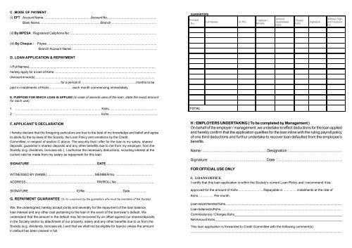 C .MODE OF PAYMENT . (i)