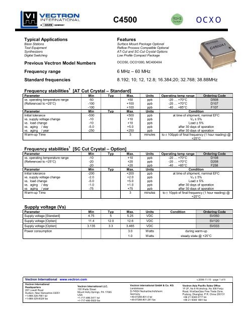 C4500 OCXO - Vectron International