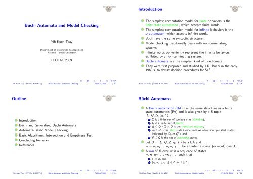 Büchi Automata and Model Checking