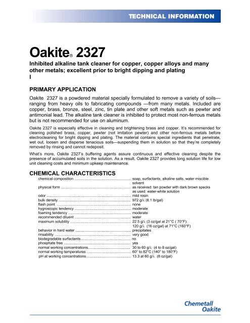 PROCESS INSTRUCTIONS - Chemetall