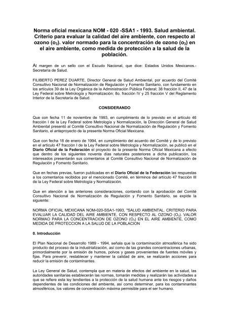 Norma oficial mexicana NOM - 020 -SSA1 - 1993. Salud ... - BVSDE