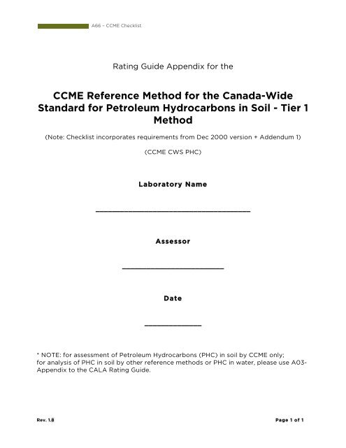 CCME Checklist - CALA