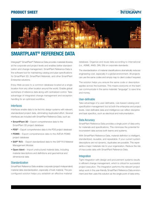 SMARTPLANTe REFERENCE DATA - Intergraph