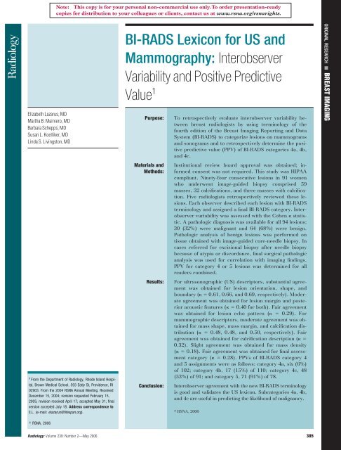 BI-RADS Lexicon for US and Mammography ... - Quantason