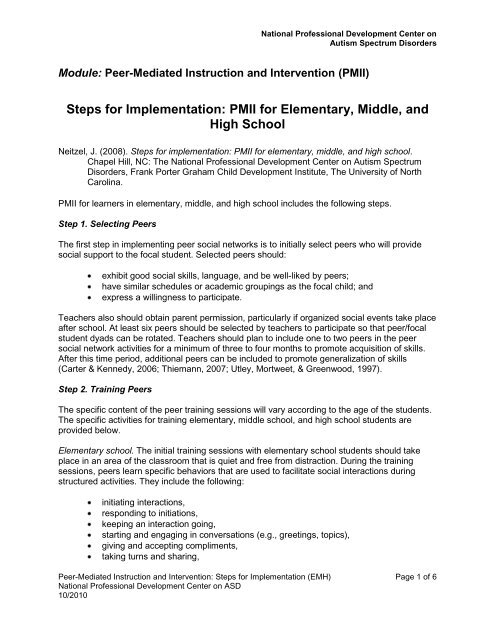 Steps for Implementation: PMII for Elementary, Middle, and High ...