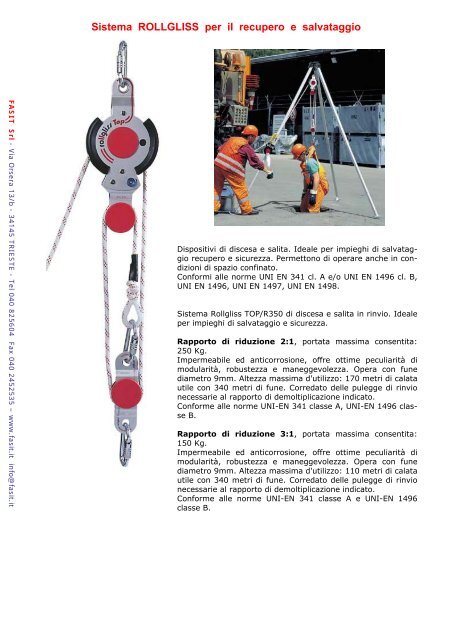 Sistema ROLLGLISS per il recupero e salvataggio - Fasit