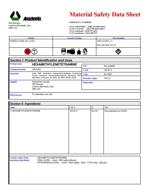 Material Safety Data Sheet