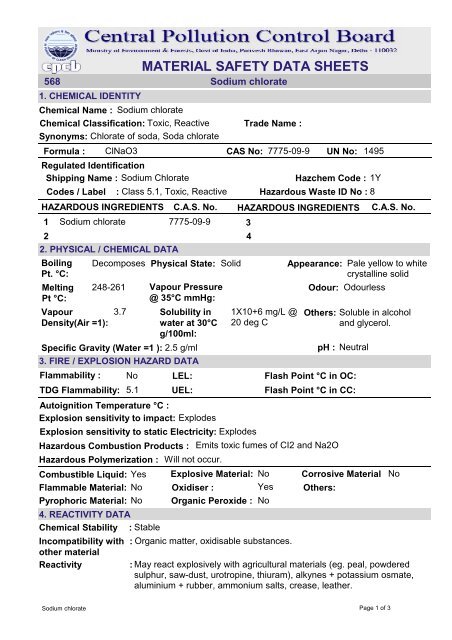 MATERIAL SAFETY DATA SHEETS