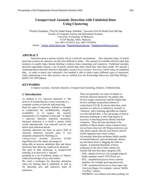 Unsupervised Anomaly Detection with Unlabeled Data Using ... - UTM
