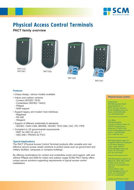 Physical Access Control Terminals - SCM Microsystems, Inc.