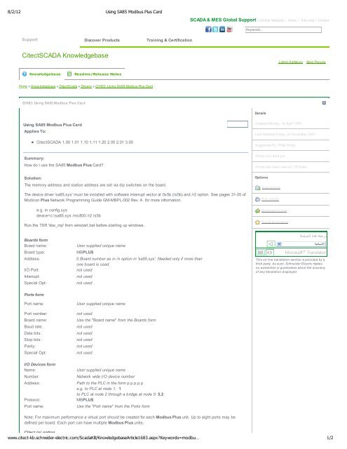 CitectSCADA Knowledgebase - Schneider Electric