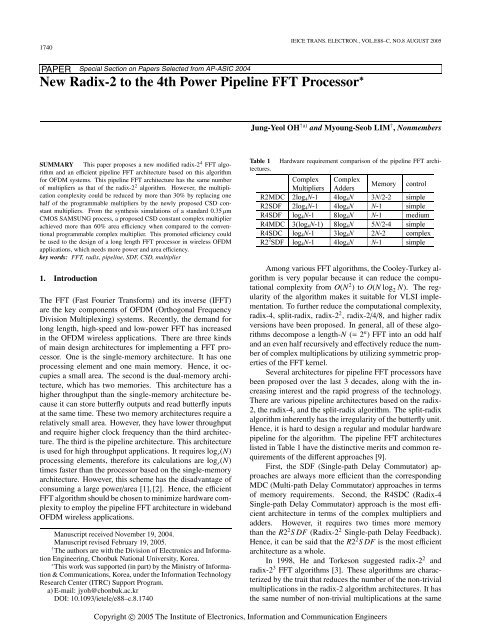 New Radix 2 To The 4th Power Pipeline Fft Processor 