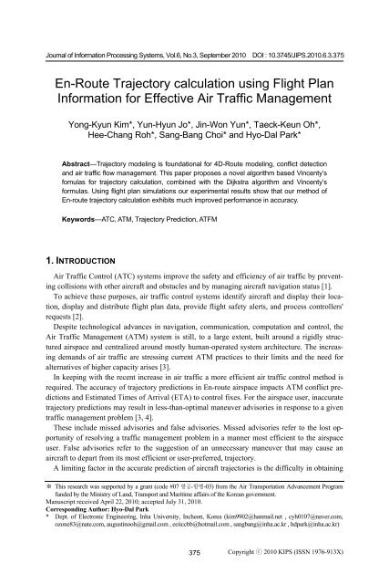 En-Route Trajectory calculation using Flight Plan Information ... - JIPS