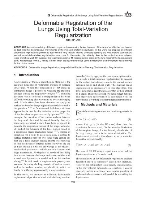 Deformable Registration Of The Lungs Using Total Variation