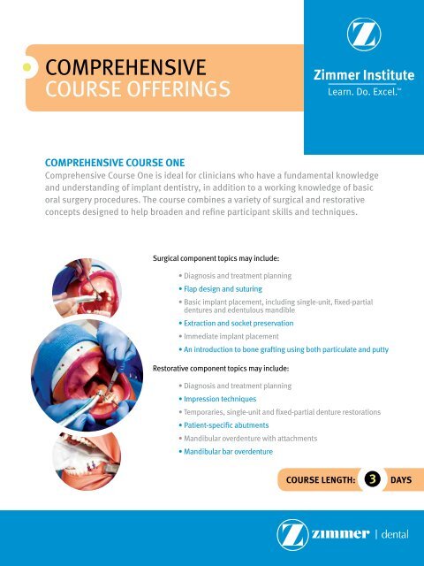 Comprehensive Course Insert - Zimmer Dental