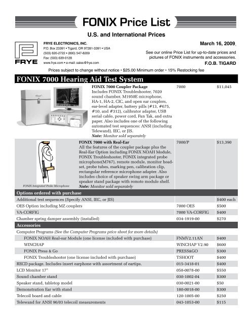 FONIX Price List - Crai